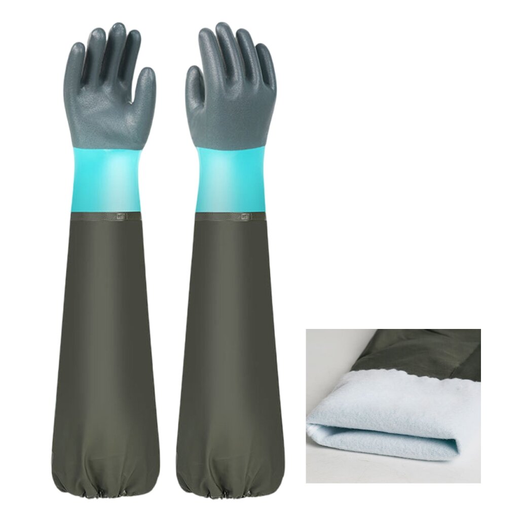 72 см плюс бархатные утолщенные износостойкие водонепроницаемые нескользящие рабочие перчатки для водных и рыбных работ с длинными рукавами-фланель