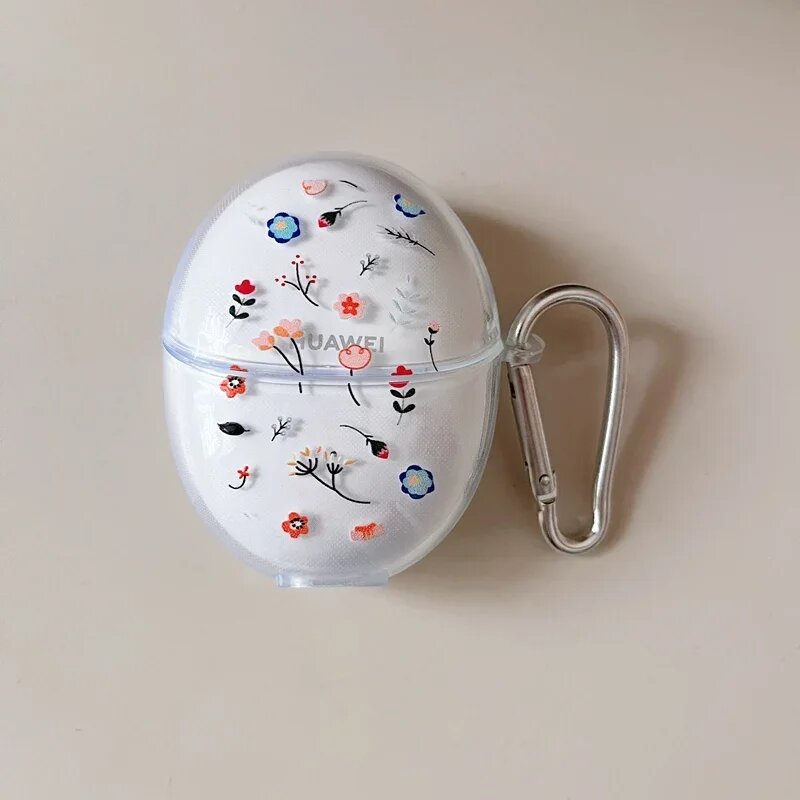 Чехол для Huawei FreeBuds 5, прозрачный противоударный мягкий чехол для наушников, аксессуары для наушников с мультяшными цветами, футляр для зарядки, чехол для FreeBuds5