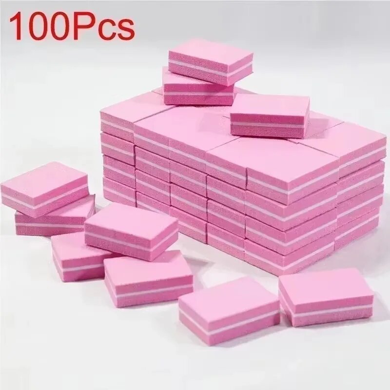 100шт Мини-пилочки для ногтей розовые
