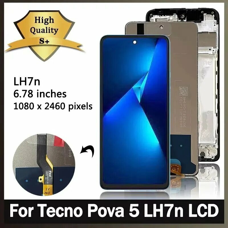 6,78" Проверено для Tecno Pova 5 Pova5 LH7n ЖК-дисплей сенсорный экран дигитайзер панель в сборе с рамкой замена ремонт частей
