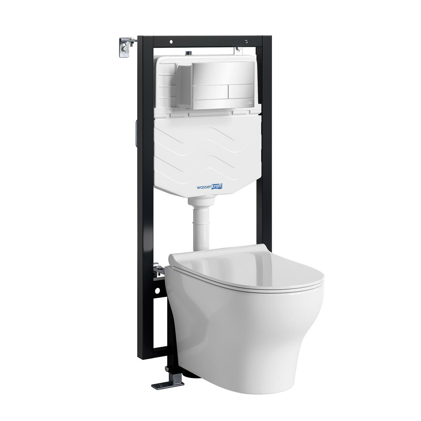 Инсталляция с унитазом комплект WasserKRAFT Vils 56TLT.010. ME. CH04. H001 белый глянцевый, с сиденьем и кнопкой смыва хром