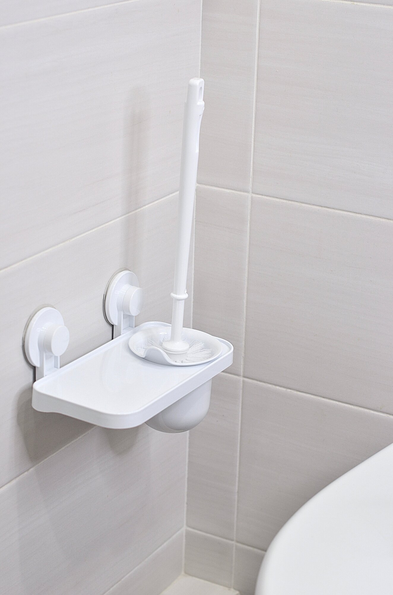 Настенная полка с туалетным ершиком на присосках STRONG WALL Шведский Дом SWED HOUSE