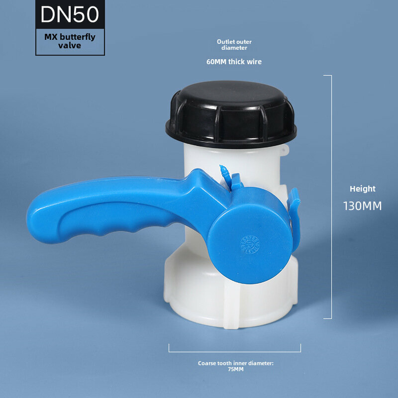 1000L Квадратная коробка Заправочный клапан стойкий к кислотам и щелочам Новые запчасти для IBC Пластиковый тон баррель Переключатель запчастей ДН40 Дверца клапана запчасти (ДН50 дверца клапана 75мм[MX])