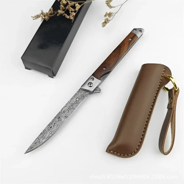 Складной нож из дамасской стали, быстрооткрывающийся карманный нож для повседневного использования, подходит для кемпинга на открытом воздухе, изготовлен из высокопрочной стали, коллекционный экземпляр.