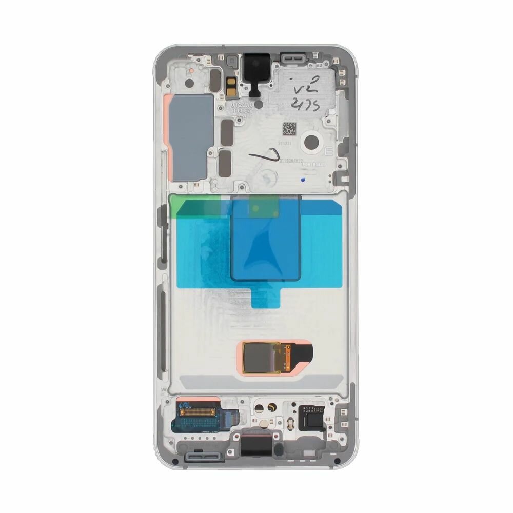 Дисплей в сборе с рамкой для Samsung S22 SM-S901 белый — запасная часть для ремонта смартфона