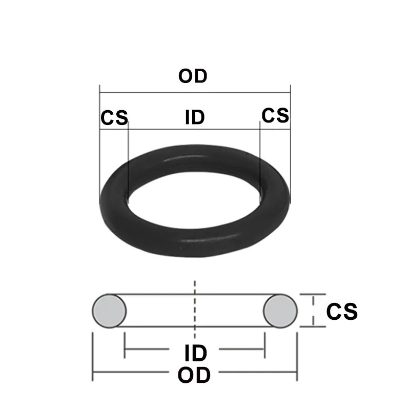Черный уплотнительное кольцо NBR 70A CS2/2.4/2.5 мм OD6-48 мм OD9xCS2.4-50pcs