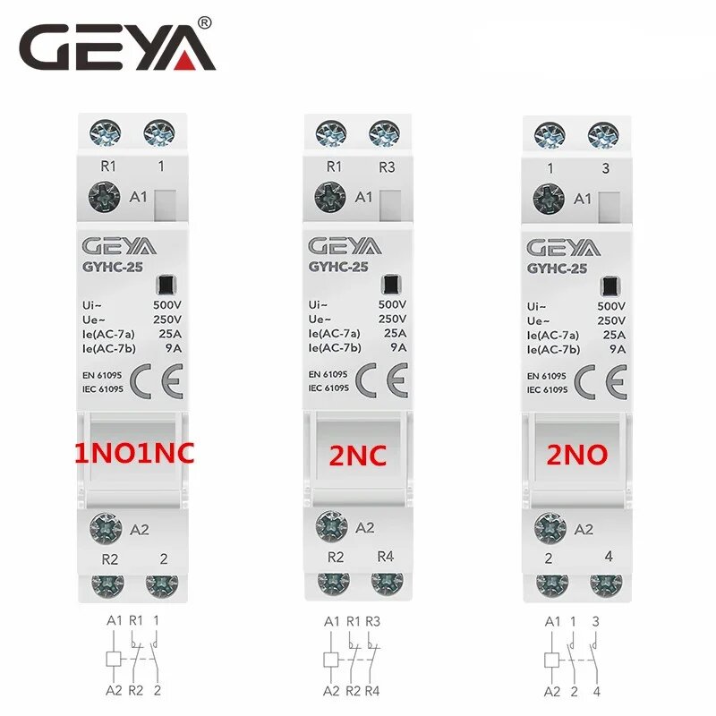 GEYA GYHC Бытовой модульный контактор AC220V 2P 25A 2NO