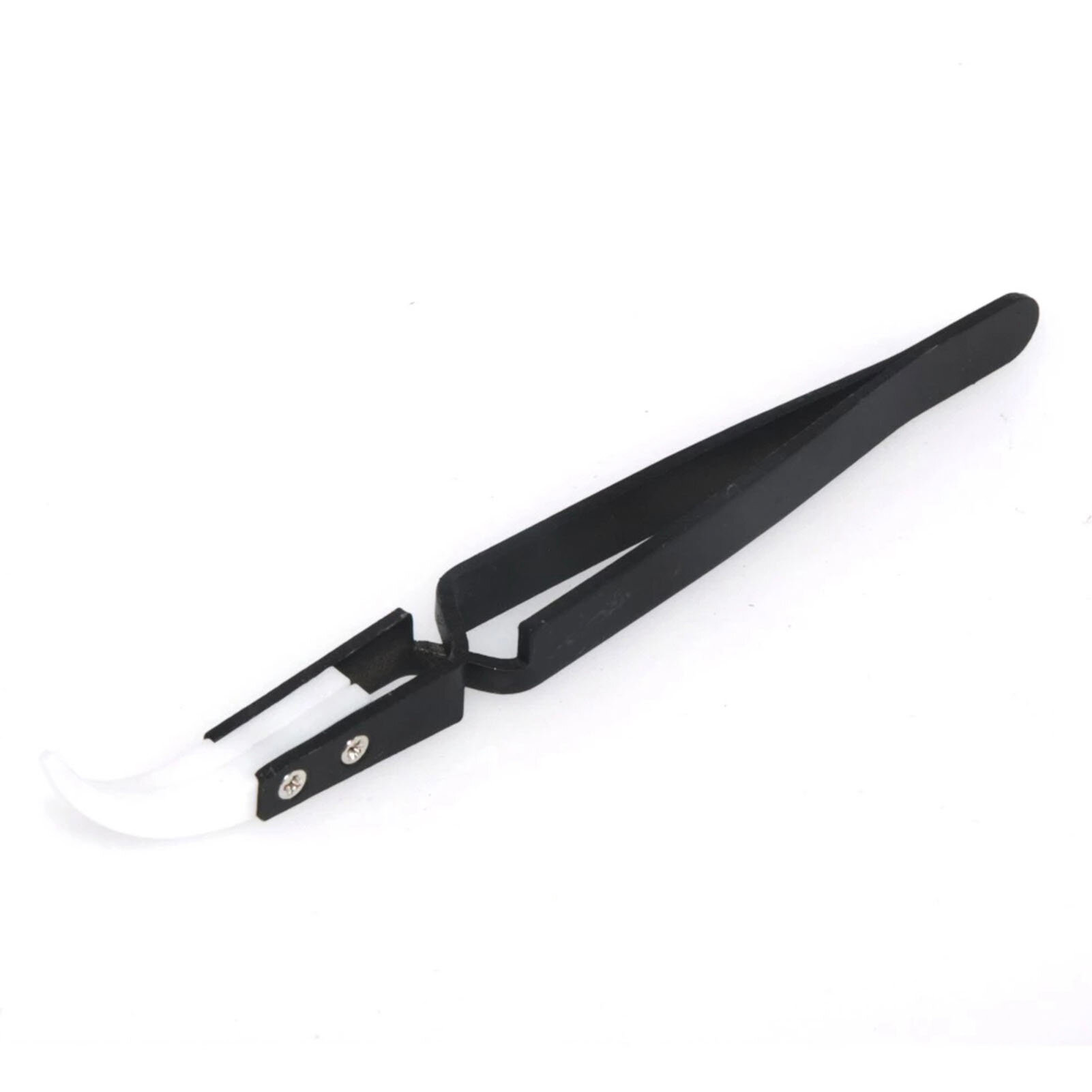 Прецизионный керамический пинцет с обратным расположением лезвия, большой угловой тип, непроводящий, для пайки электроники, черный.