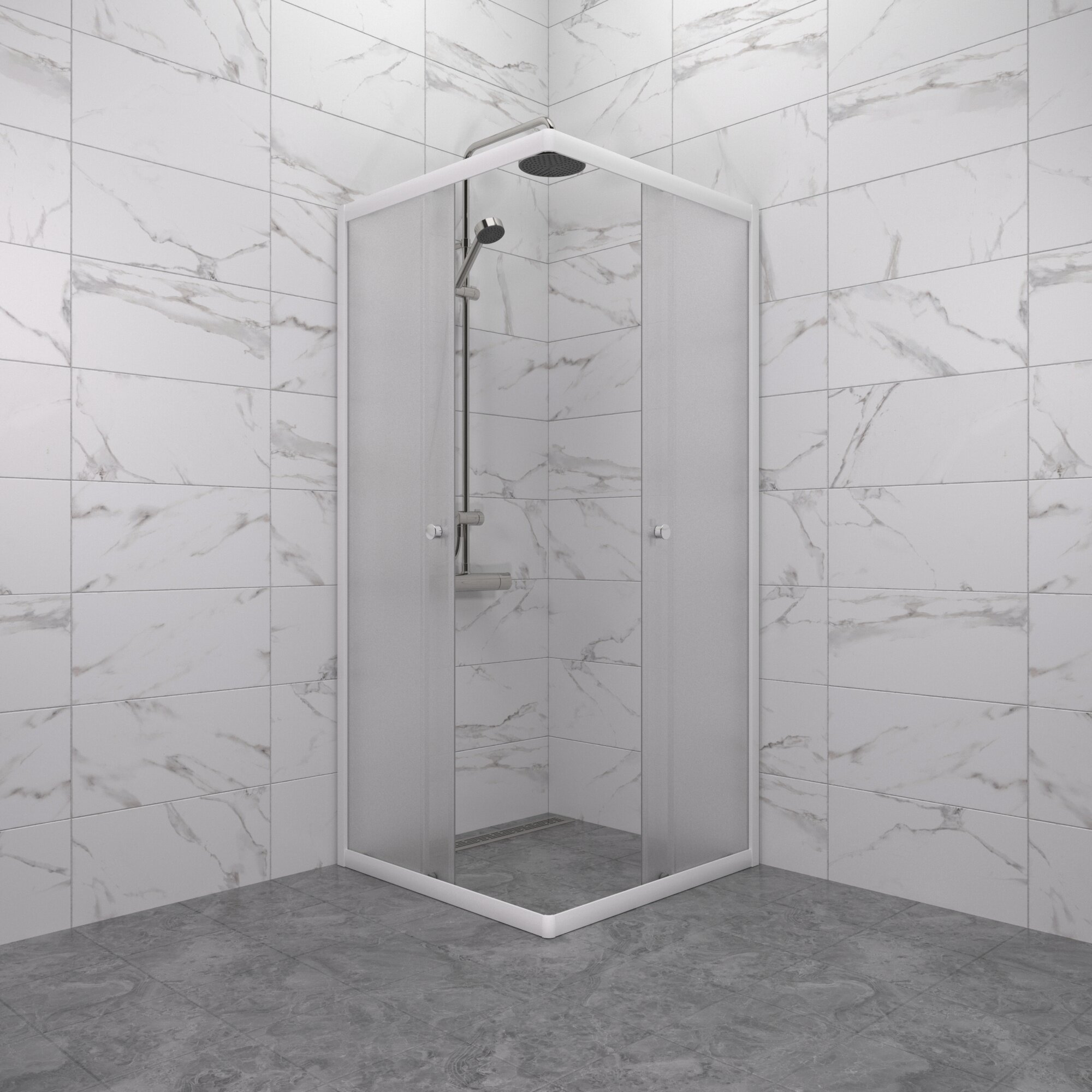 Душевая Ширма Triton Вельвет - К 80х80А, квадрат, рисунок стекла - вельвет, профиль - белый