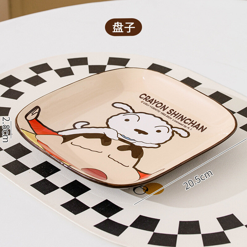 Керамическая тарелка Crayon Shin-chan, домашняя посуда, милая обеденная тарелка, высококачественная детская обеденная тарелка, квадратная тарелка с мультяшным дизайном