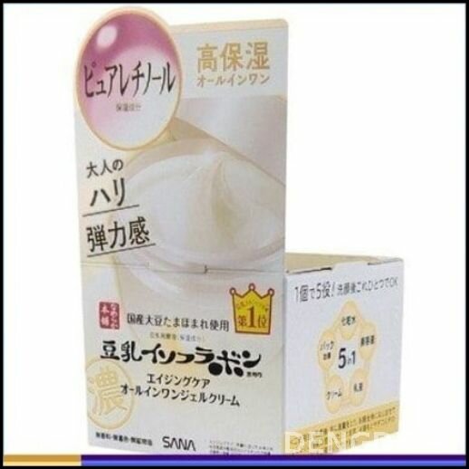 Эксклюзивный японский кремгель Sana Soy Milk 5в1 с соевыми изофлавонами, ретинолом и коллагеном для интенсивного антивозрастного ухода, обеспечивающий увлажнение и подтягивание кожи, 100 г