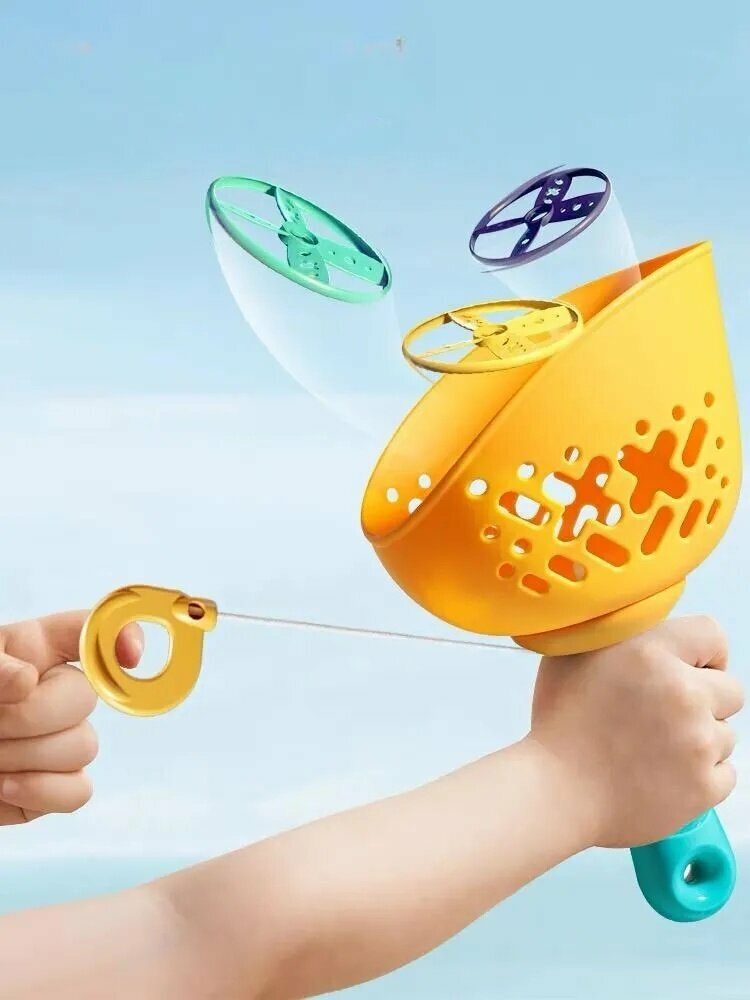 Фрисби для детей 1 рогатка + 4 диска, детские летающие игрушки, подвижные игры на улице, летающая тарелка для собак