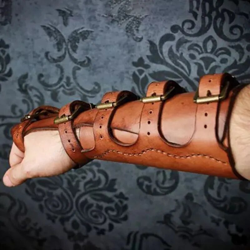 Защита запястья кожаные наручи стимпанк коричневый белый для косплея взрослых — фото 1