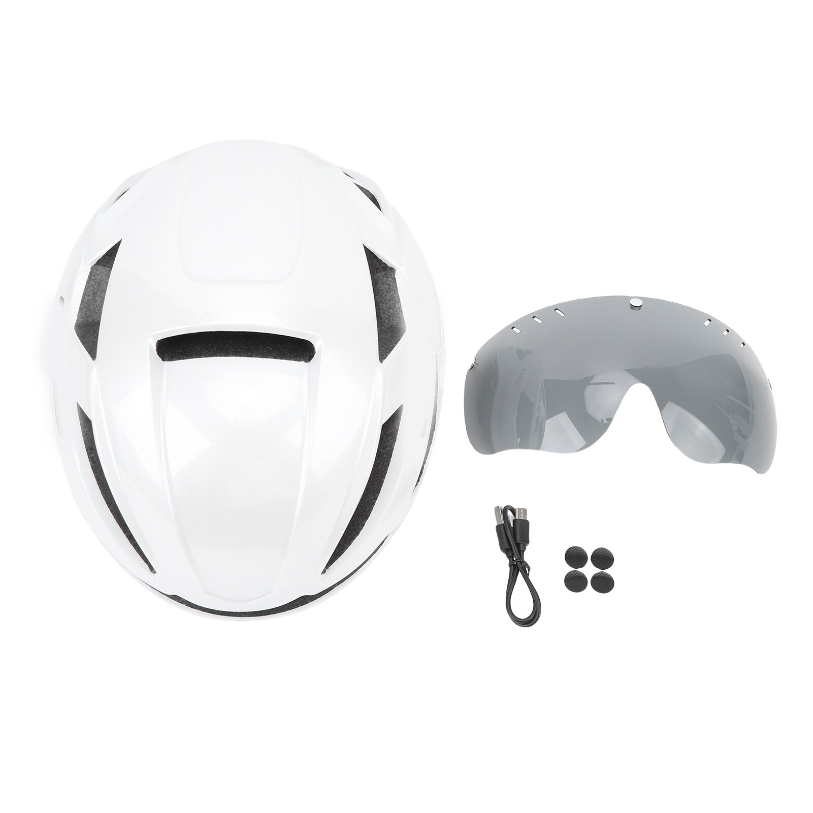 Велосипедный шлем с технологией MIPS, светодиодной подсветкой и защитными очками для горных и шоссейных велосипедов, белый.