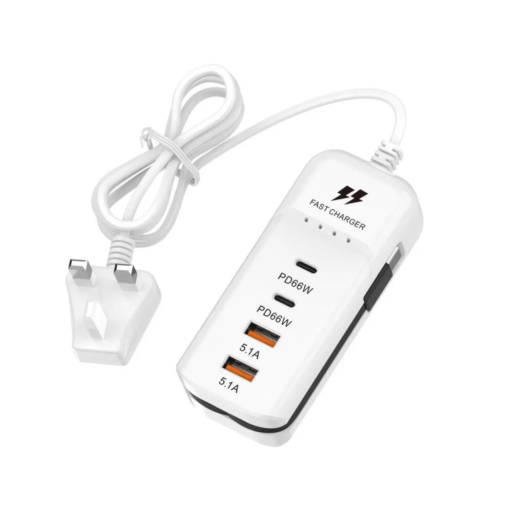 Быстрое зарядное устройство 66W 4 USB Type-C, 2A2C UK Plug