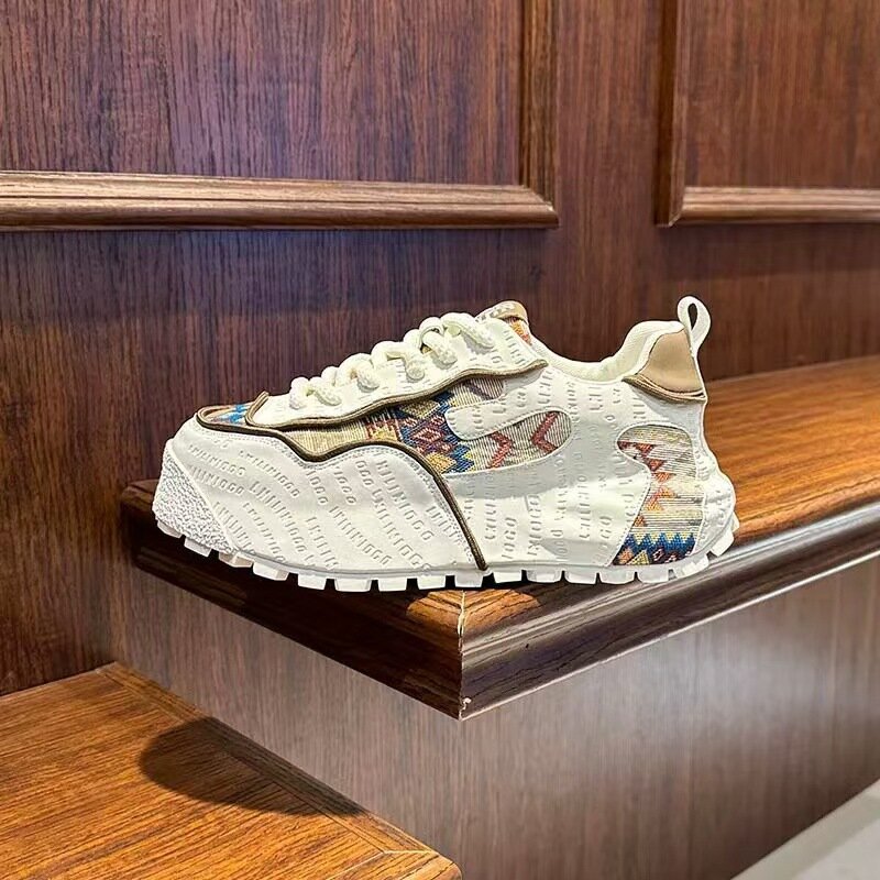 Большие размеры 39-48, толстая подошва, увеличивающая рост, цветные блоки, сезон 2025, дышащие, низкие, повседневные мужские туфли