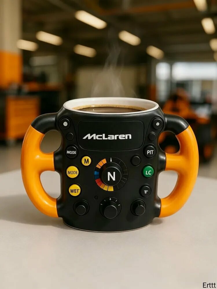 Кружка 3D в виде руля McLaren, смола и нержавеющая сталь, 300 мл, 1 шт