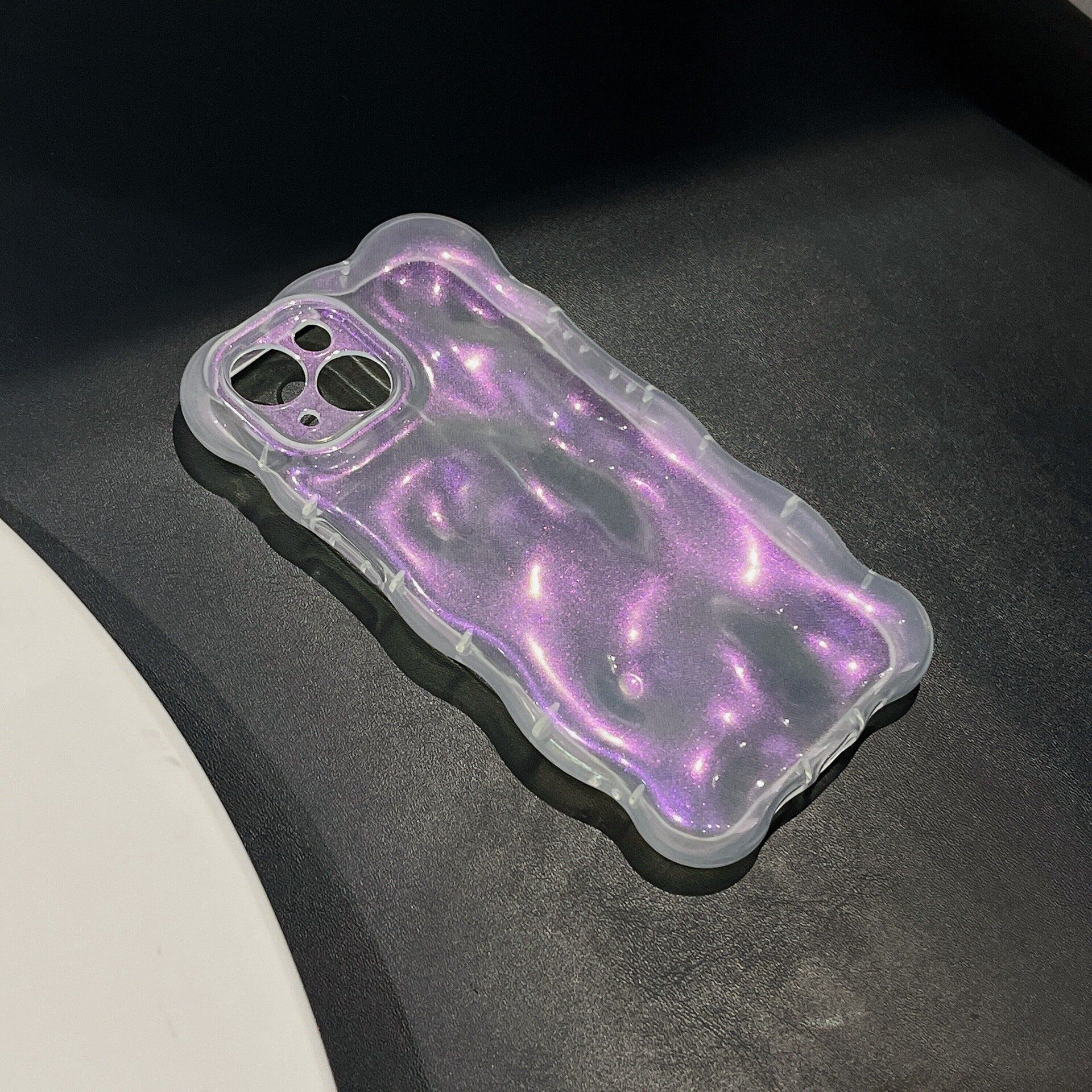Пузырчатая оболочка QF Bubble, для iPhone 16 Pro Max, прозрачная, блестящая, розовая