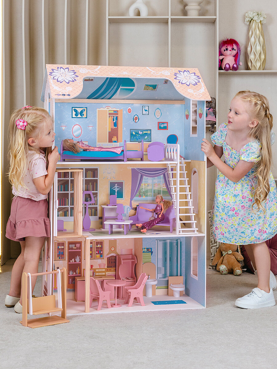 Кукольный домик PAREMO "Грация" с мебелью из 17 предметов, для кукол 30 см, PD315-03