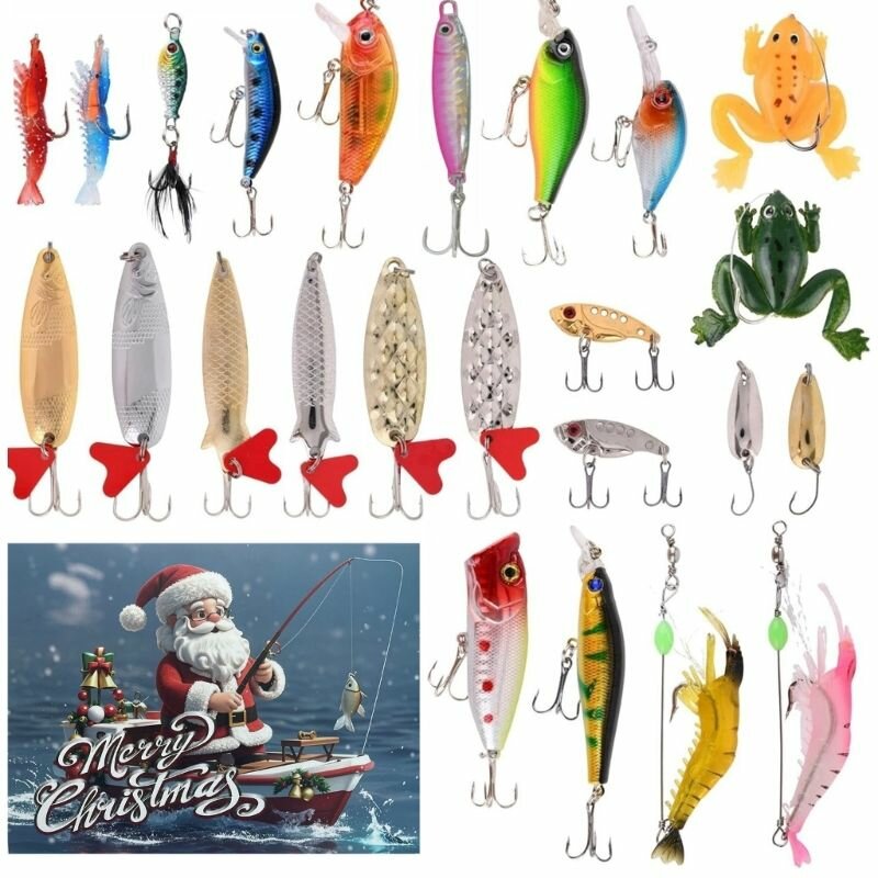 1 коробка из 24 штук, рождественский календарь обратного отсчета 2024 года, слепая Luya bait (случайный цвет)-D