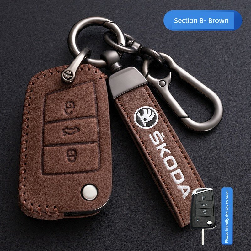 Подходит для Skoda Octavia, Kamiq, Superb, Kodiaq GT, Rapid, чехол для ключей из натуральной кожи, ключница, брелок.
