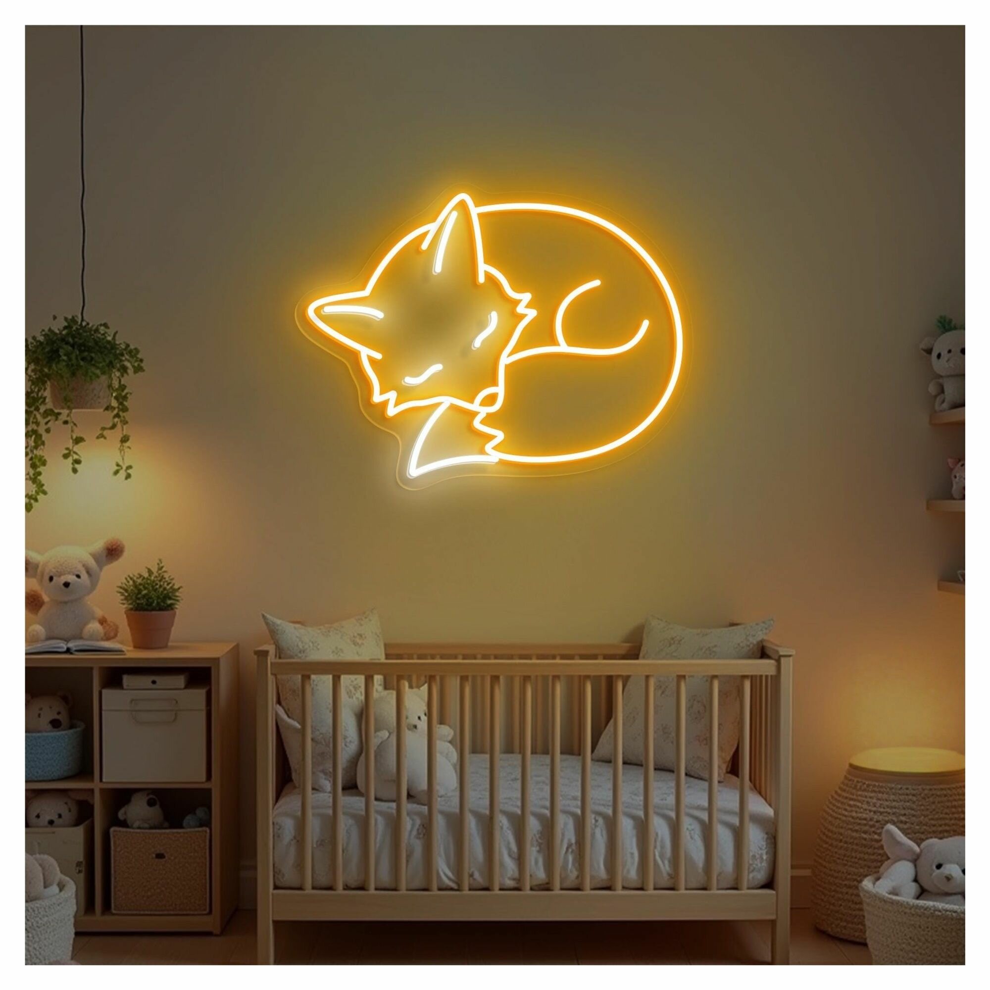 Неоновая Вывеска Спящая Лиса 29смx38см