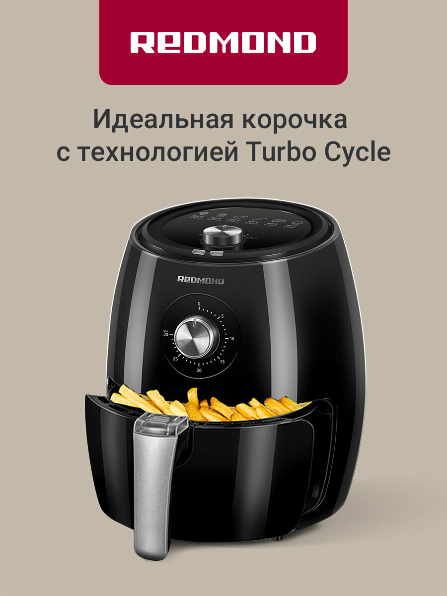 Аэрогриль редмонд RAG-246, конвективный, антипригарная чаша 3л, автоотключение, регулировка температуры, 1500 Вт