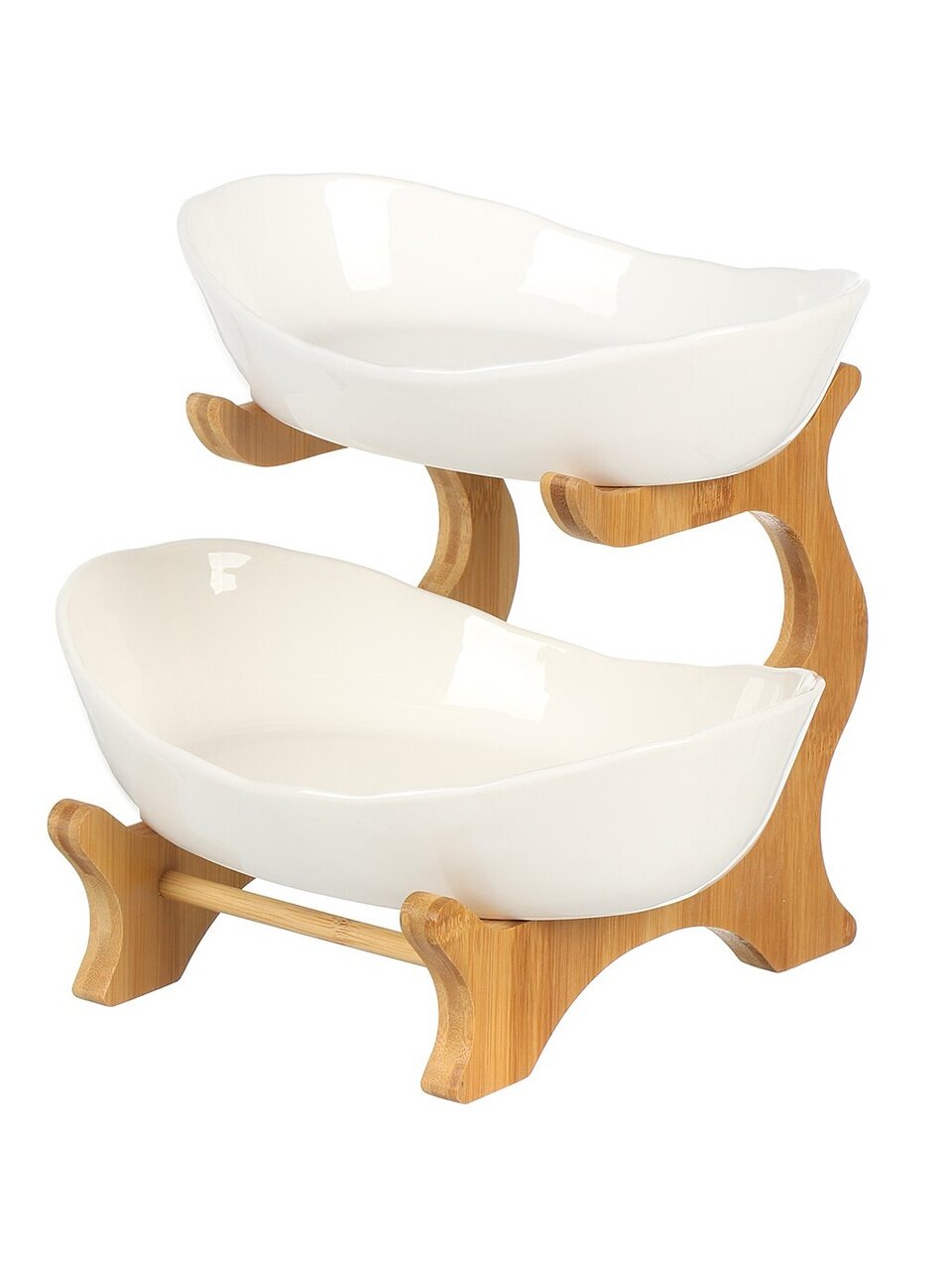 Блюдо керамика, бамбук, сервировочное, 23х20.3 см, двухярусное, Y4-8301