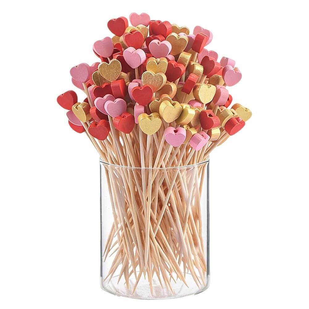 Закусочные палочки для коктейлей и десертов на День Святого Валентина, подставки для украшения тортов и фруктов