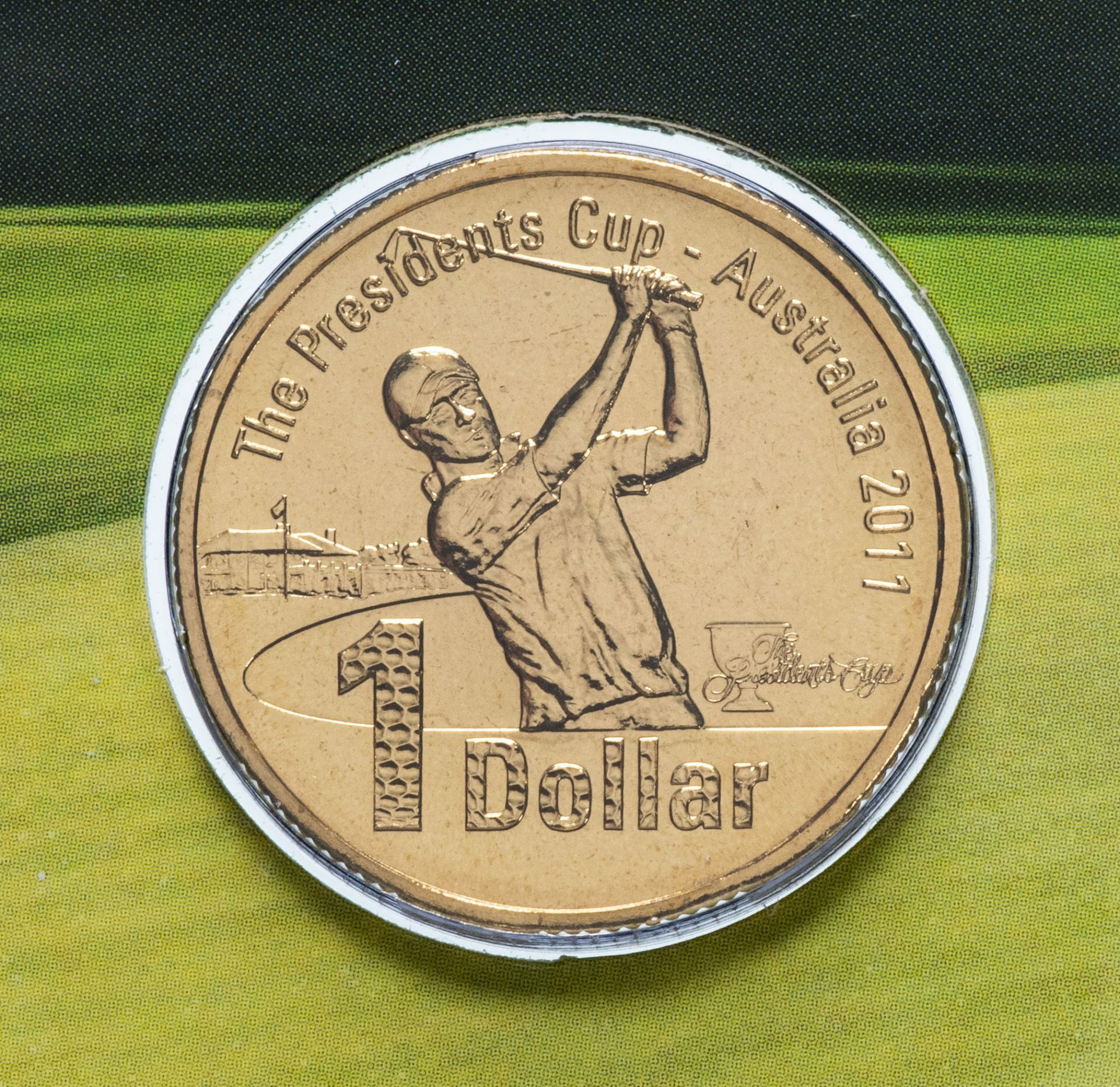 Австралия 1 доллар dollar 2011 "Президентский Кубок по гольфу - Австралия 2011" в конверте с маркой, Бронза, в сохранности UNC