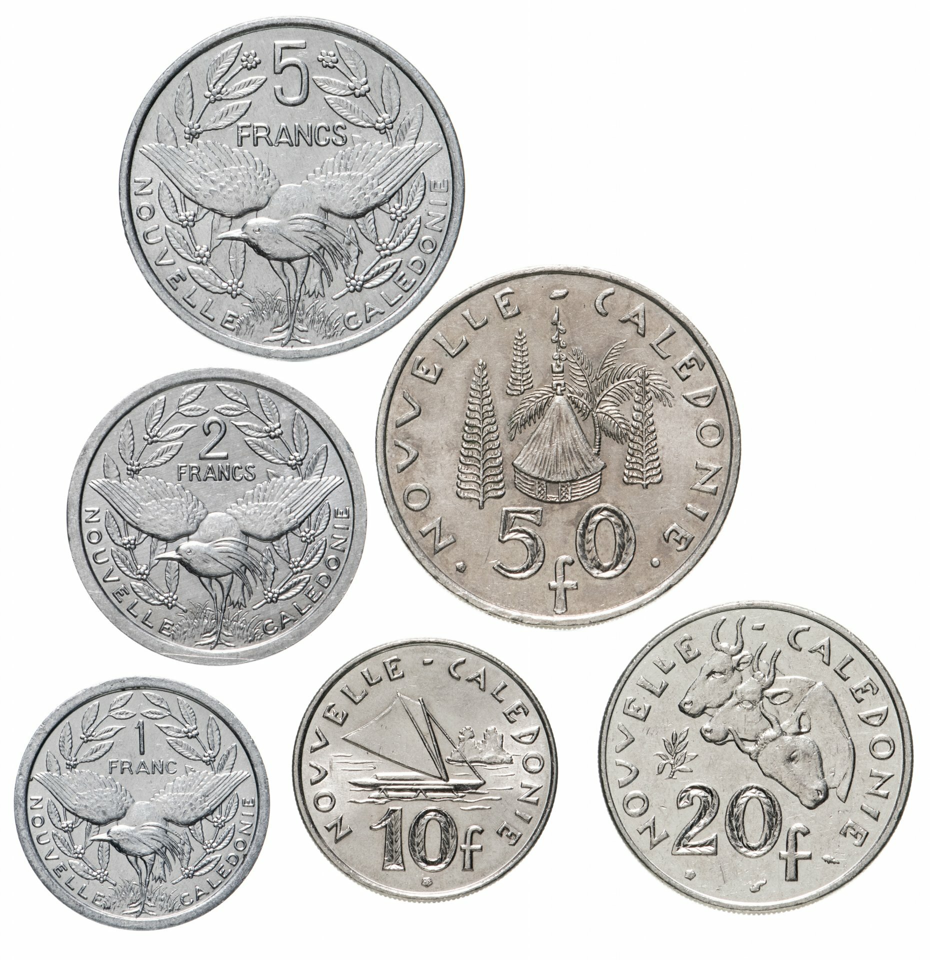Новая Каледония - набор из 6 монет 1990-2015 Лодка Фауна, Различные сплавы, в сохранности UNC