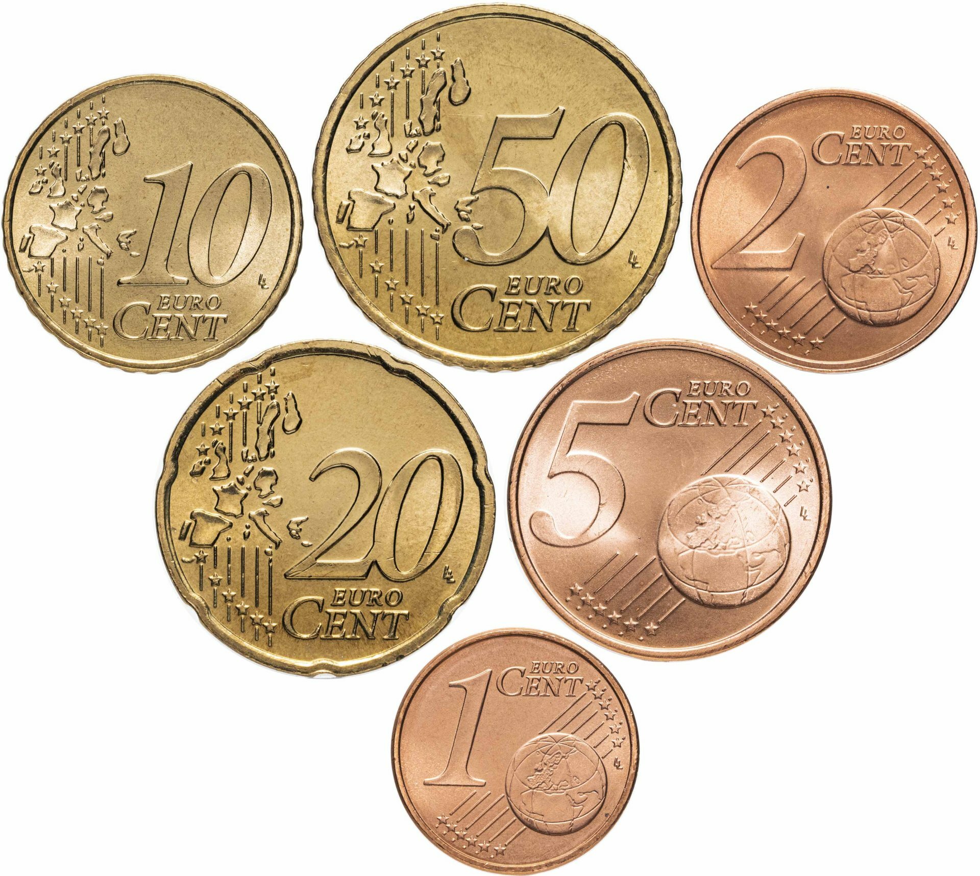 Нидерланды набор монет от 1 до 50 евроцентов 2006 6 штук, Сталь, в сохранности UNC