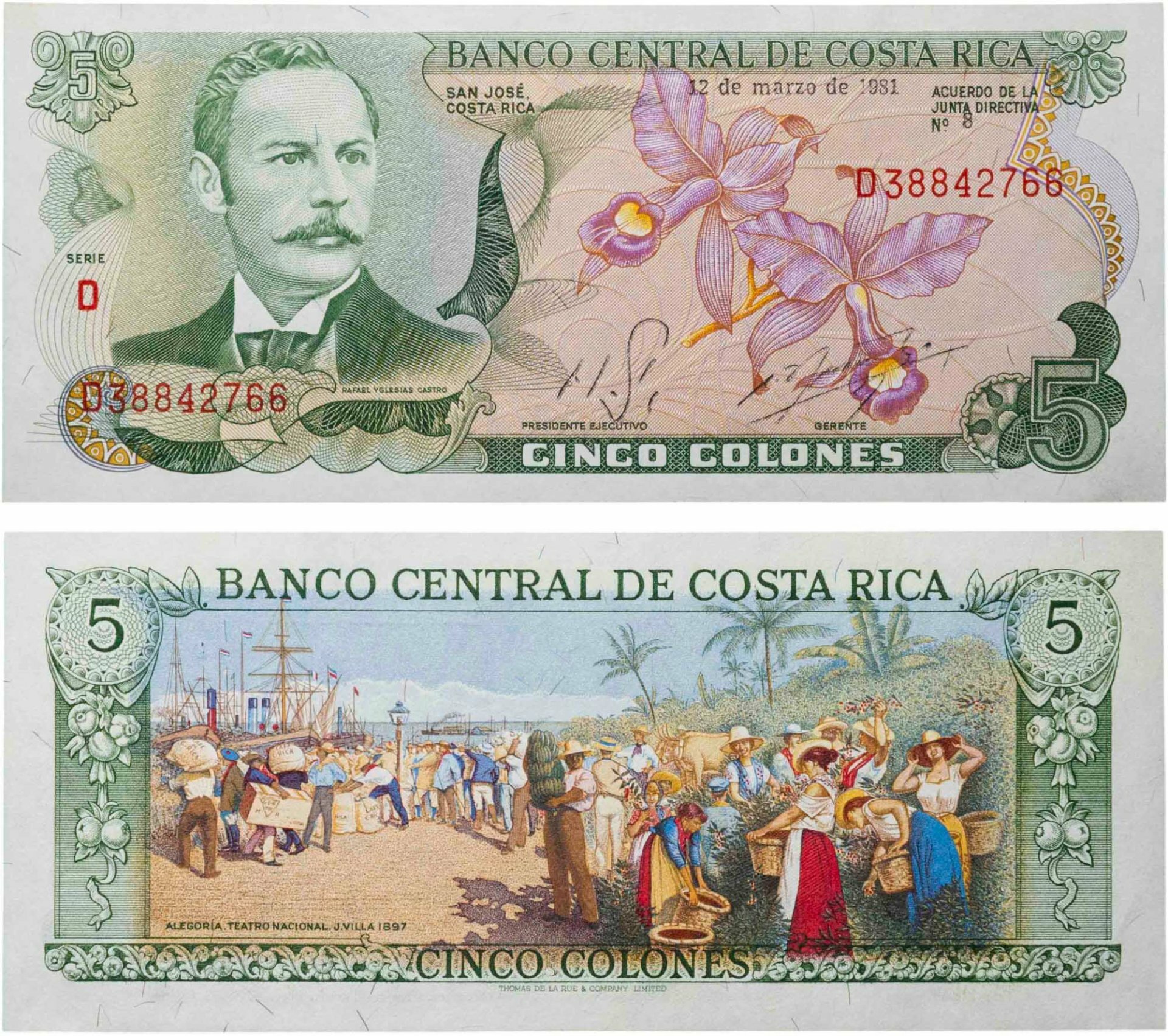 Коста Рика 5 колон 1981 год Pick-236d