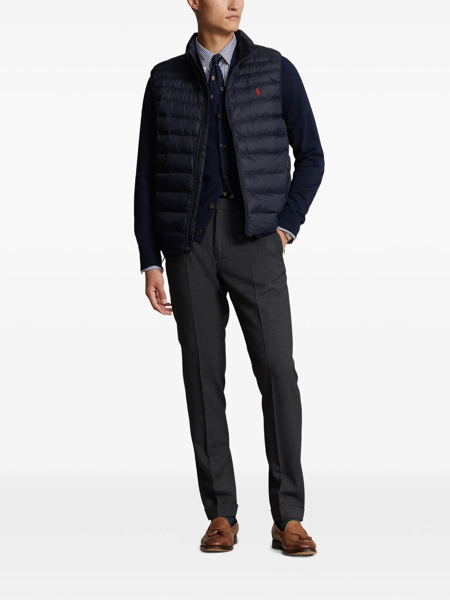 Пальто Polo Ralph Lauren Logo zip waistcoat, размер S, синий — фото 1