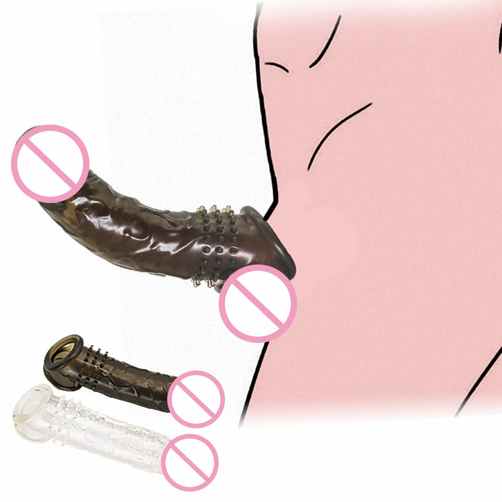 Crystal Penis Sleeve Men Extension Condom Male Enlargement Cock Ring Delay Time Adult Sex Toys for Couples