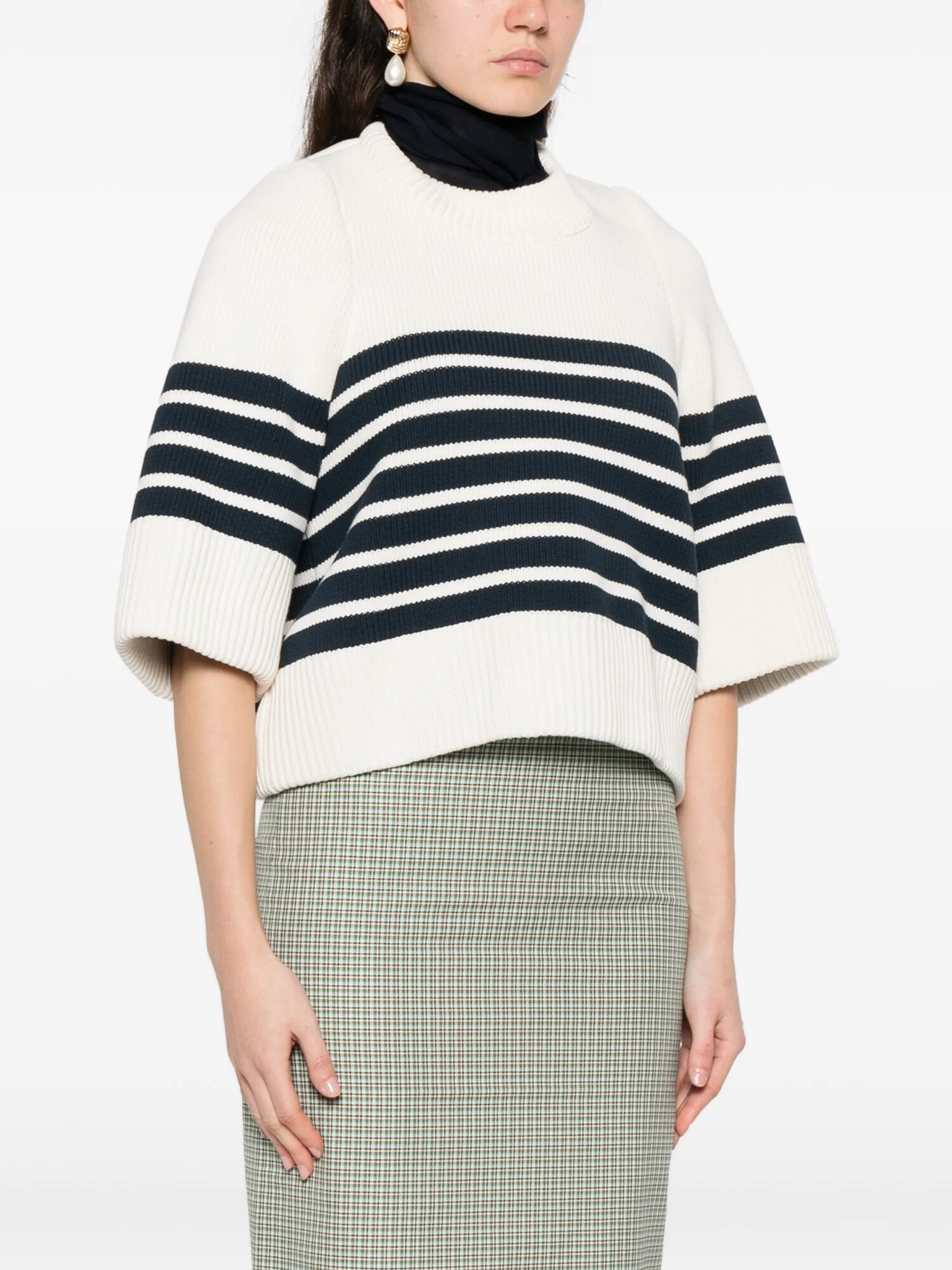 Свитер N° 21 Striped-pattern sweater, размер M, , белый — фото 1