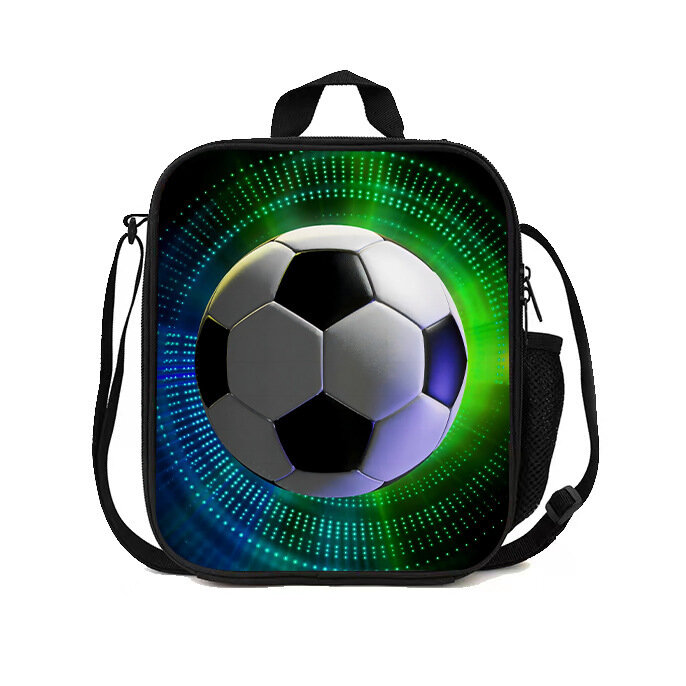 Трансграничная новая детская сумка для завтрака с футбольным и баскетбольным узором, сумка для обеда для учащихся начальной школы, модная сумка для обеда для мальчиков