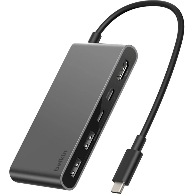 Разветвитель USB Belkin (AVC022hqSGY)хаб 5в1 4K@60Hz 100W сер. косм