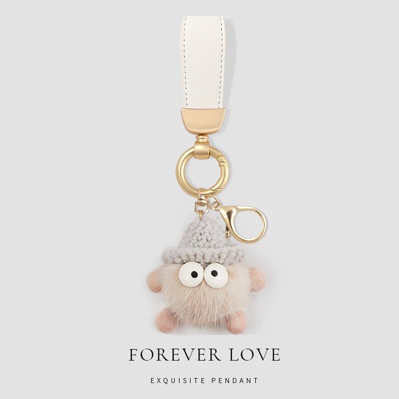 Премиум-ключ-браслет из супер-волокна с белым шнуром и бежевым угольным шариком, включая кулачковый замок, готов к