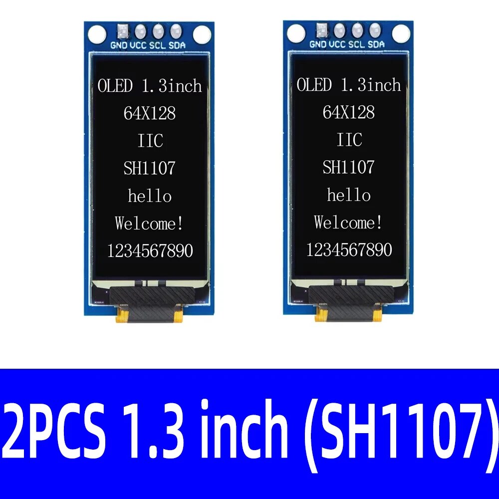 2шт OLED 1.3" SH1107 дисплей для Arduino