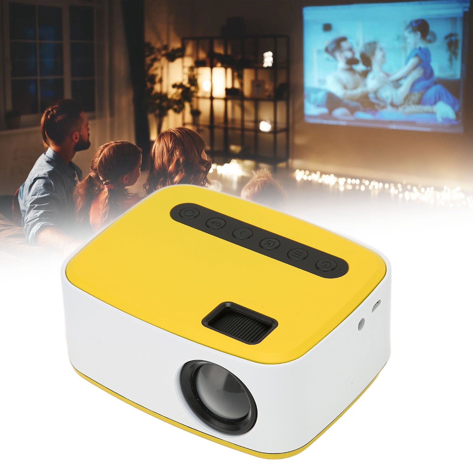 Mini Projector Led Wi -Fi USB Connection 1080p Встроенный динамик портативный проектор для домашнего кемпинга.