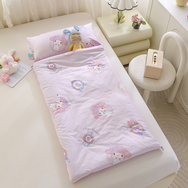 Детский спальный мешок из 100% хлопка с мультяшным принтом Sanrio, анти-ударное одеяло, чистый хлопок, весна и осень, четыре сезона, интегрированный спальный мешок для детского сада