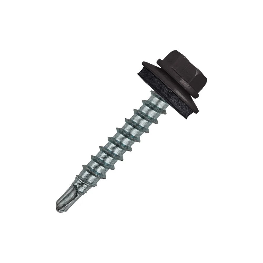 Кровельный саморез Rizzel 4,8x70 RAL 8019, сверло №1, 100 шт. 00000335979