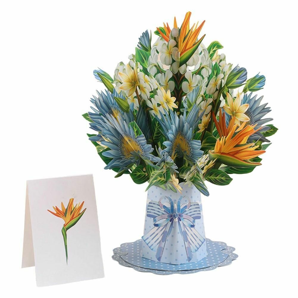 3D объемная открытка ручная резная с букетом для Дня матери и учителя