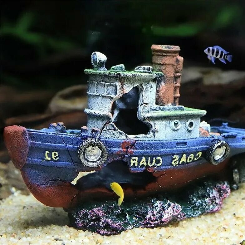 Ландшафтное оформление аквариума-Пиратский корабль