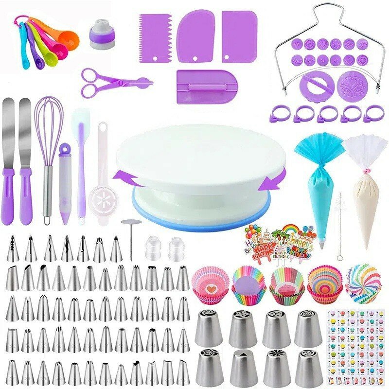 356-предметный набор для торта с поворотным столом, насадки для украшения тортов, мешки для украшения, крем для украшения, TPU мешки для украшения