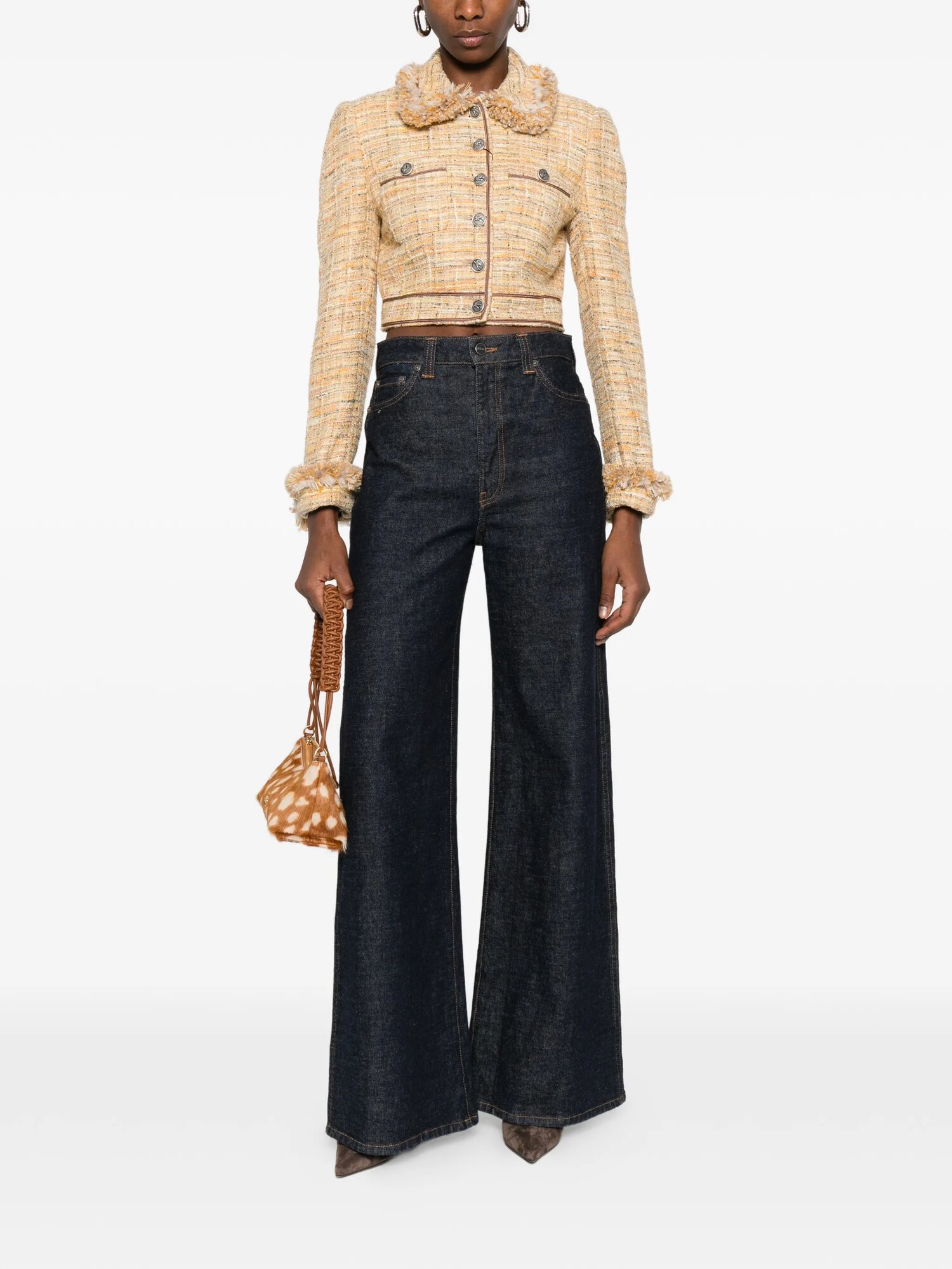 Куртка ETRO Fringe-trim tweed jacket, размер 44, разноцветный — фото 1
