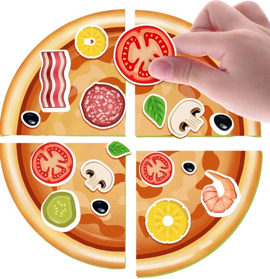 Развивающая магнитная игра "Готовим вместе Любимая пицца", развитие мелкой моторики и мышления, набор с магнитной основой и 76 магнитными фигурками