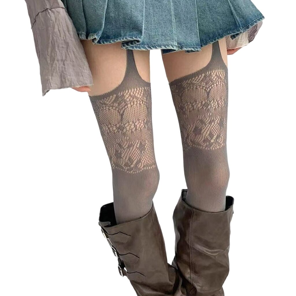 Чулки на подтяжках-серый