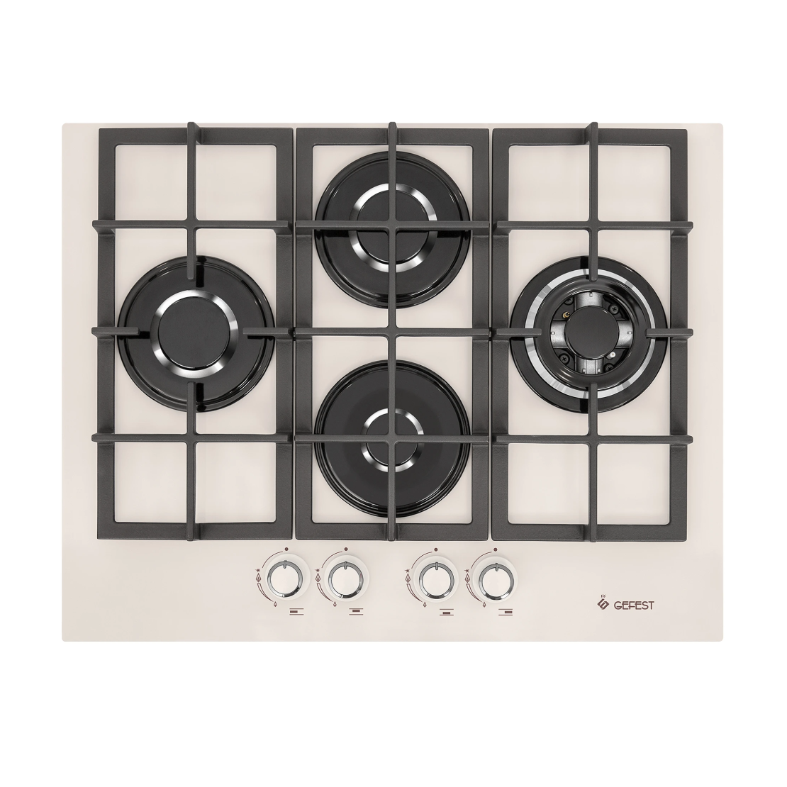 Встраиваемая газовая варочная поверхность Gefest ПВГ 2231-01 В81, 4 конфорки, газ-контроль, закаленное стекло, бежевый